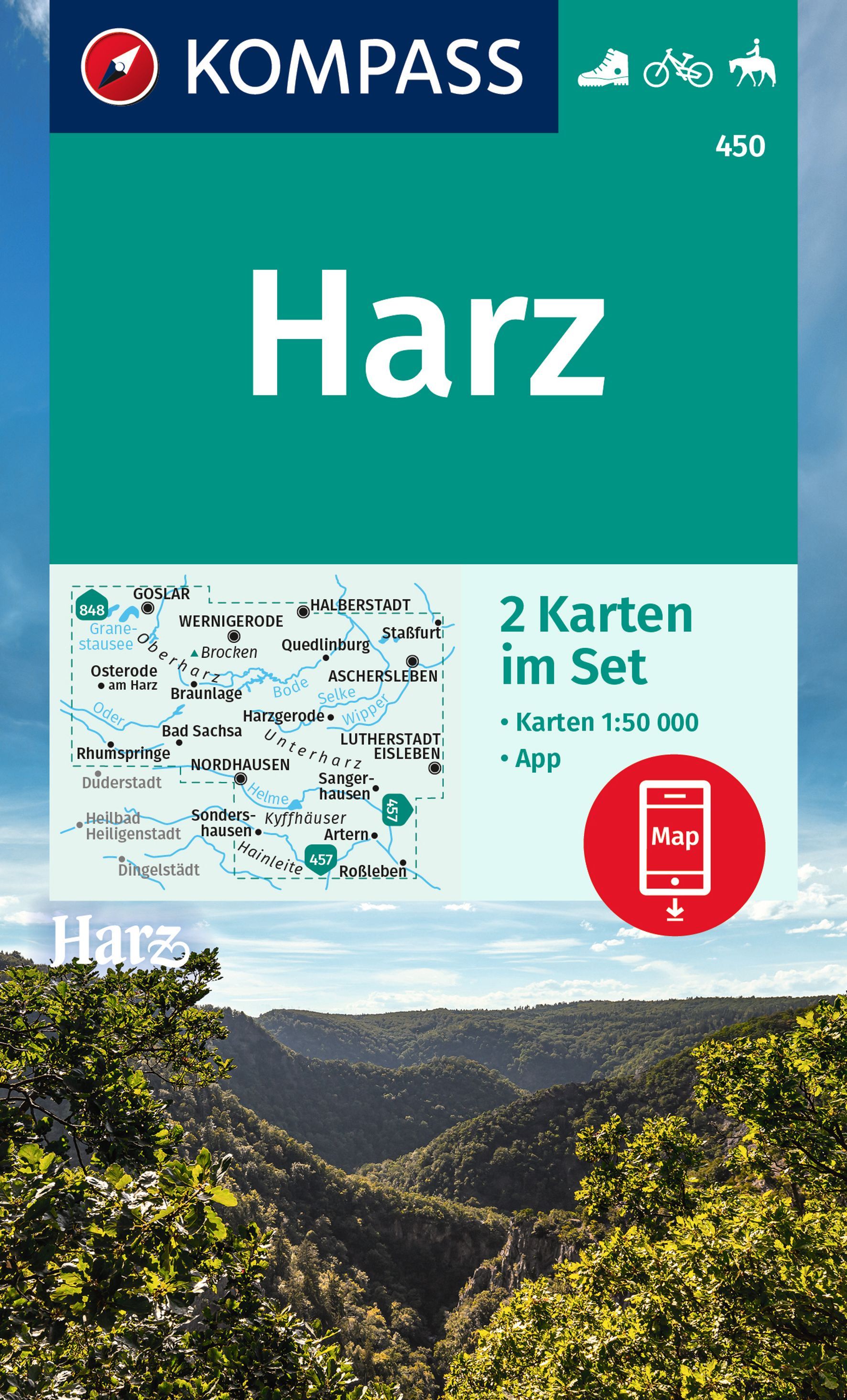 KOMPASS Wanderkarten-Set 450 Harz (2 Karten) | 9783991216988 | ADAC-Shop