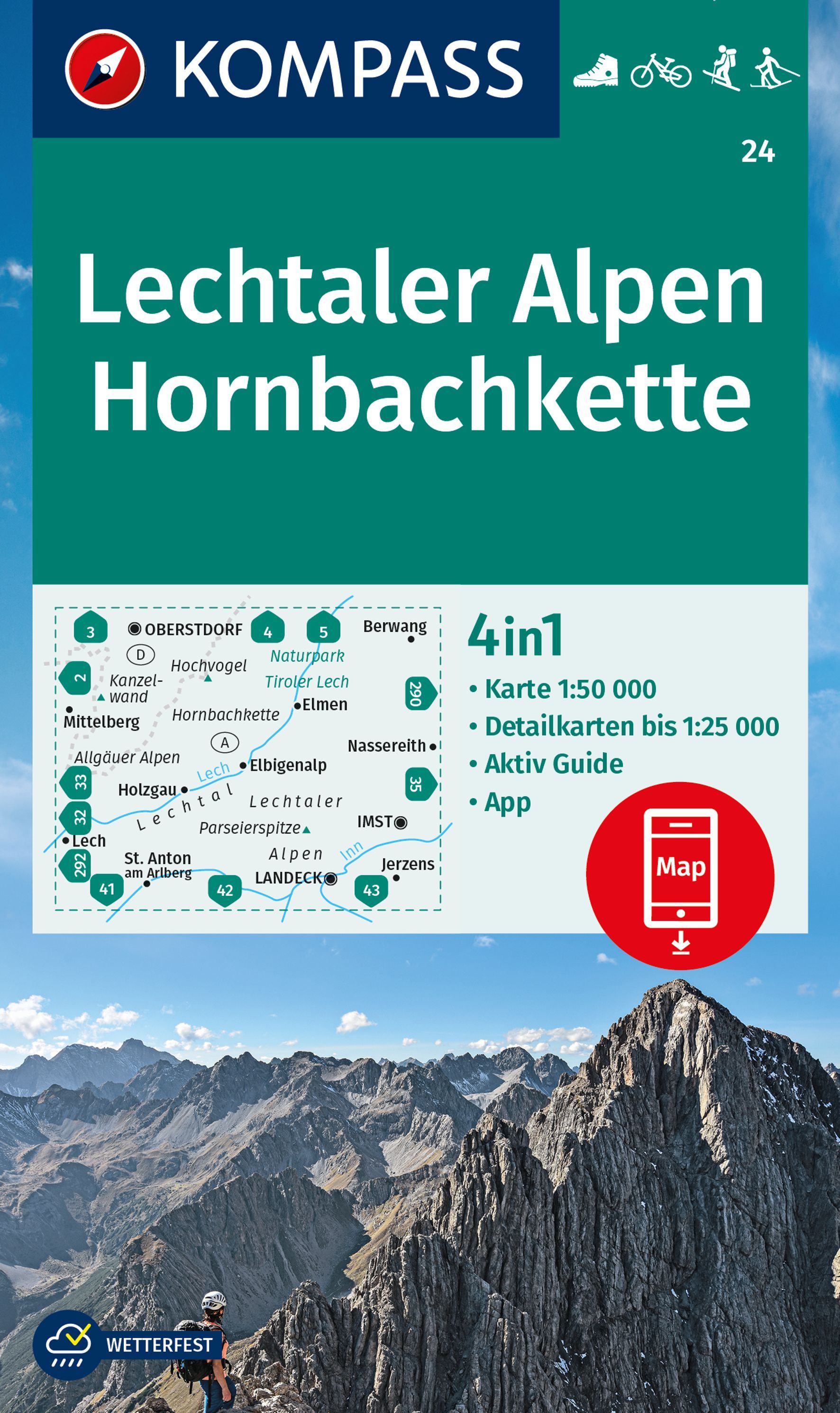 KOMPASS Wanderkarte 24 Lechtaler Alpen | 9783991218678 | ADAC-Shop