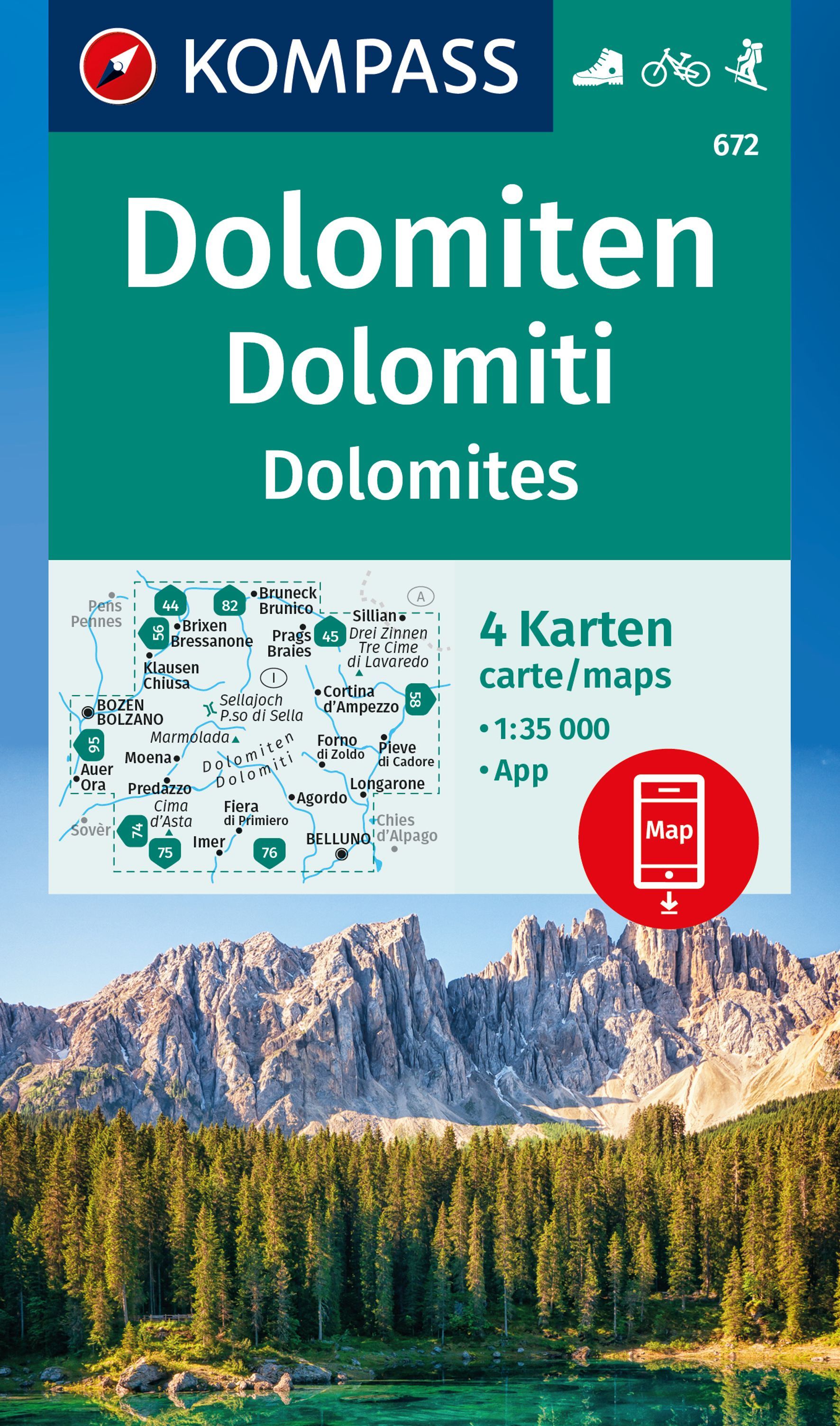 KOMPASS Wanderkarten-Set 672 Dolomiten | 9783991541684 | ADAC-Shop
