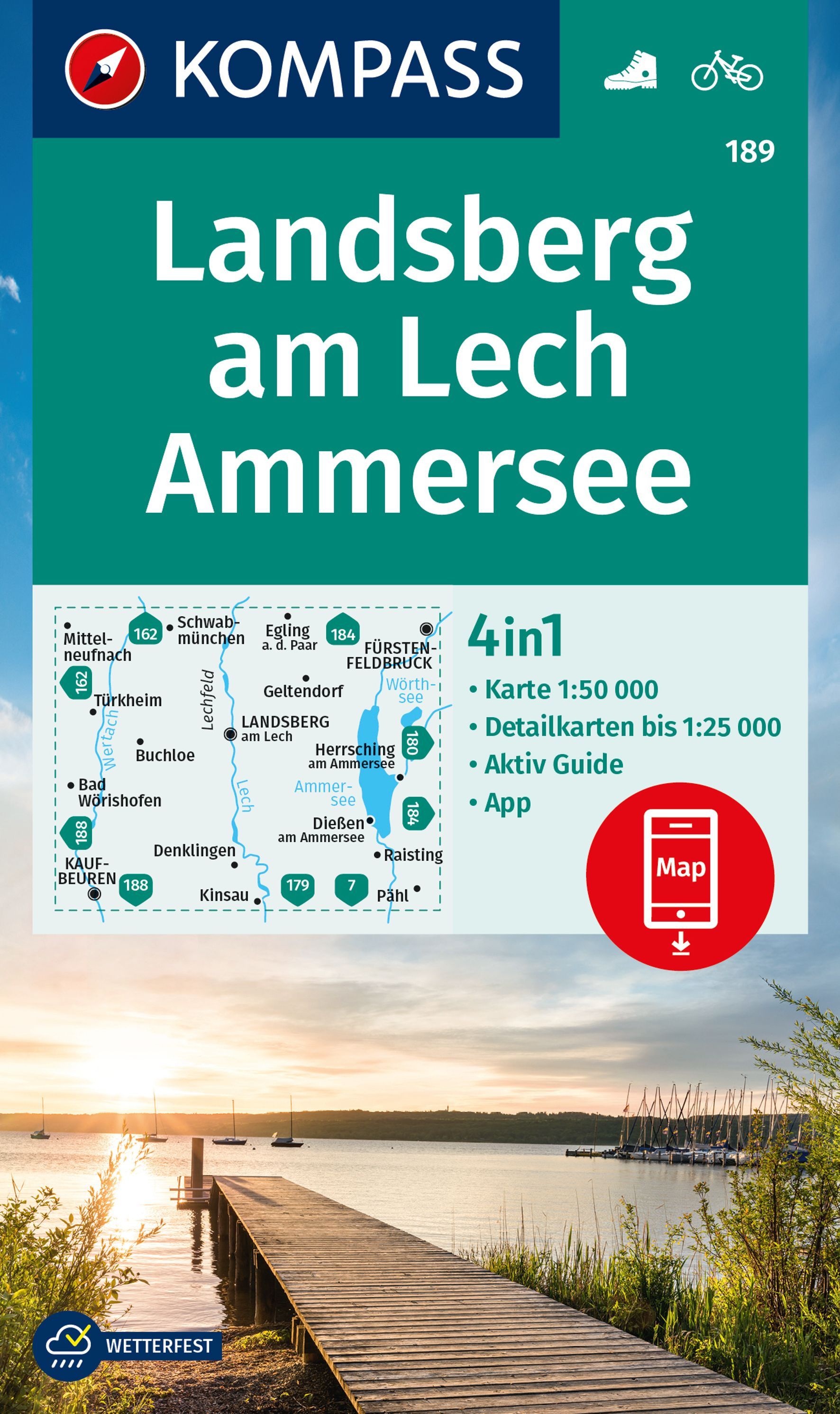 KOMPASS Wanderkarte 189 Landsberg am Lech Ammersee | 9783991218197 | ADAC-Shop