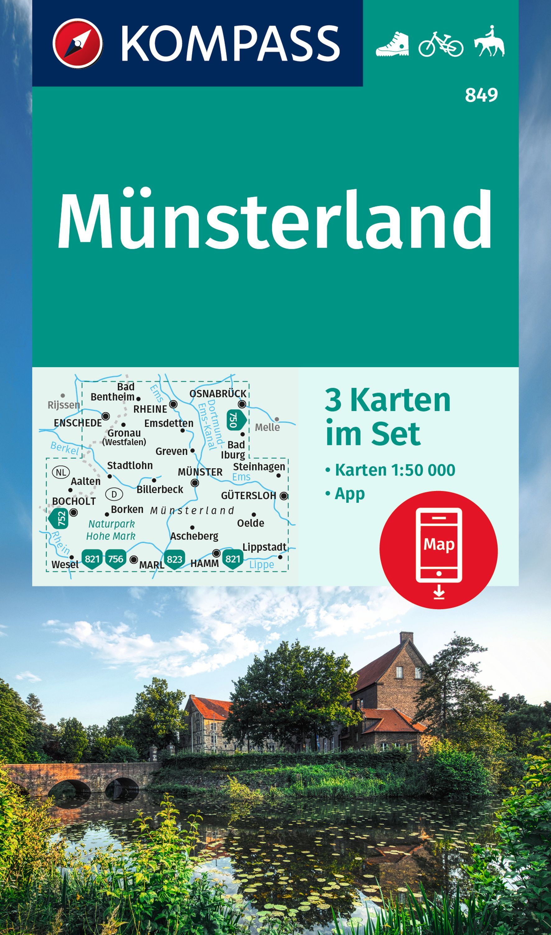 KOMPASS Wanderkarte Münsterland (3-K-Set) | 9783991214298 | ADAC-Shop