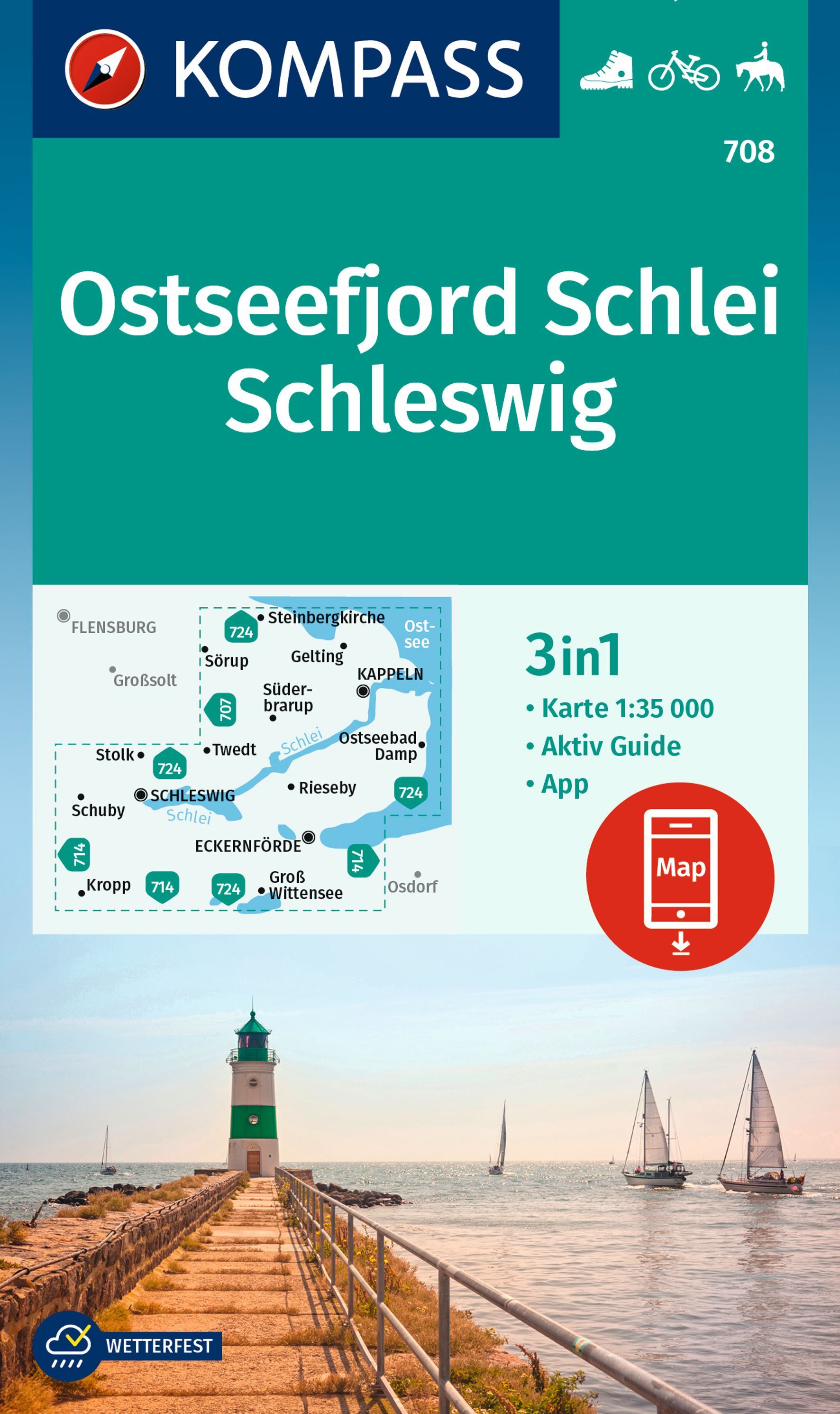 KOMPASS Wanderkarte 708 Ostseefjord Schlei | 9783991218364 | ADAC-Shop